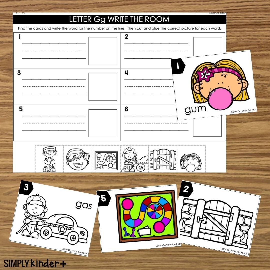 Letter G Write the Room - Simply Kinder + Printable Membership