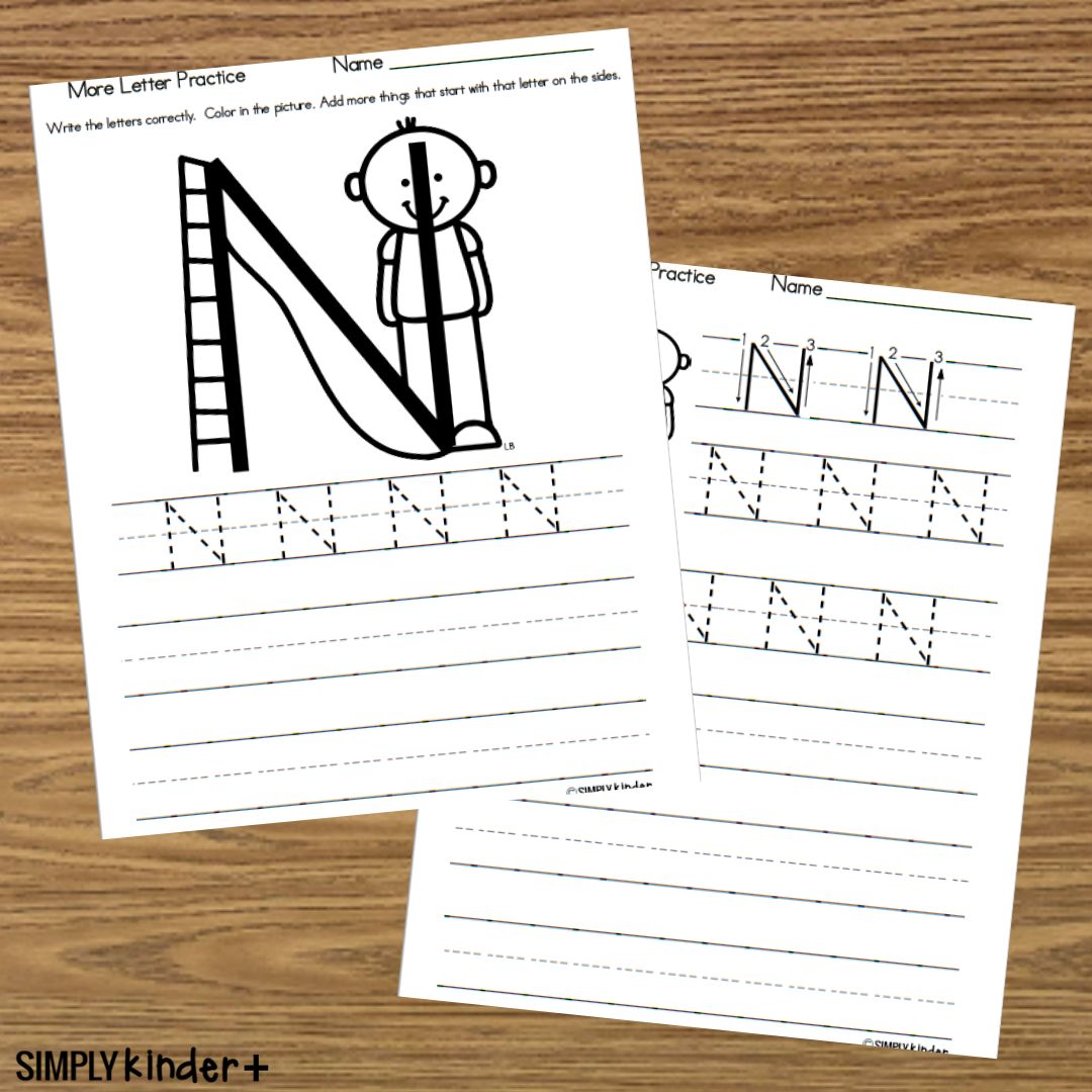 Uppercase Letter N Alphabet Practice Pages - Simply Kinder Plus