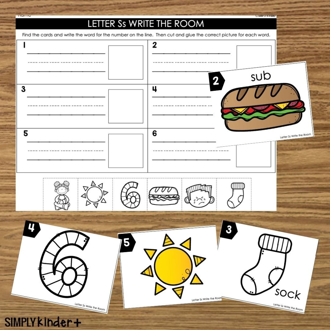 Letter S Write the Room - Simply Kinder + Printable Membership