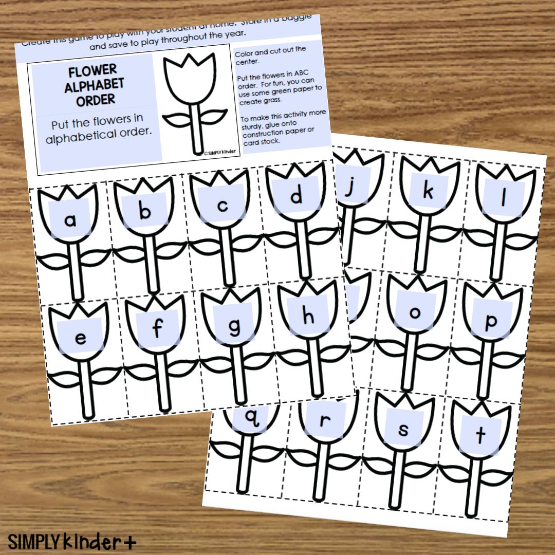Flower Alphabetical Order Send Home Center - Simply Kinder + Printable ...