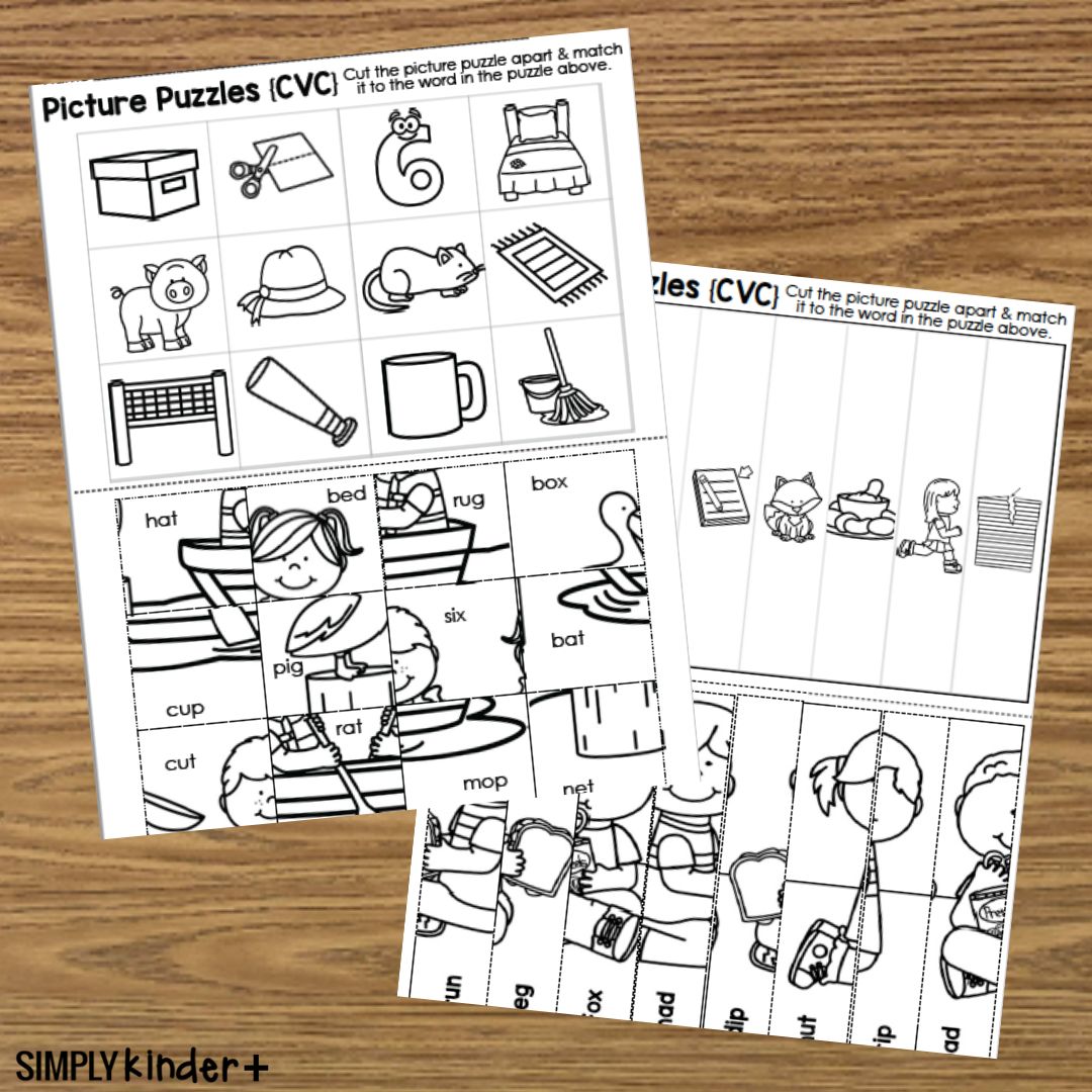 Mixed CVC Picture Puzzles - Simply Kinder + Printable Membership