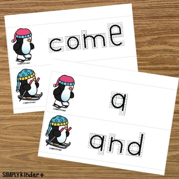 Penguin Sight Words Snap Block Cubes Center - Simply Kinder + Printable ...