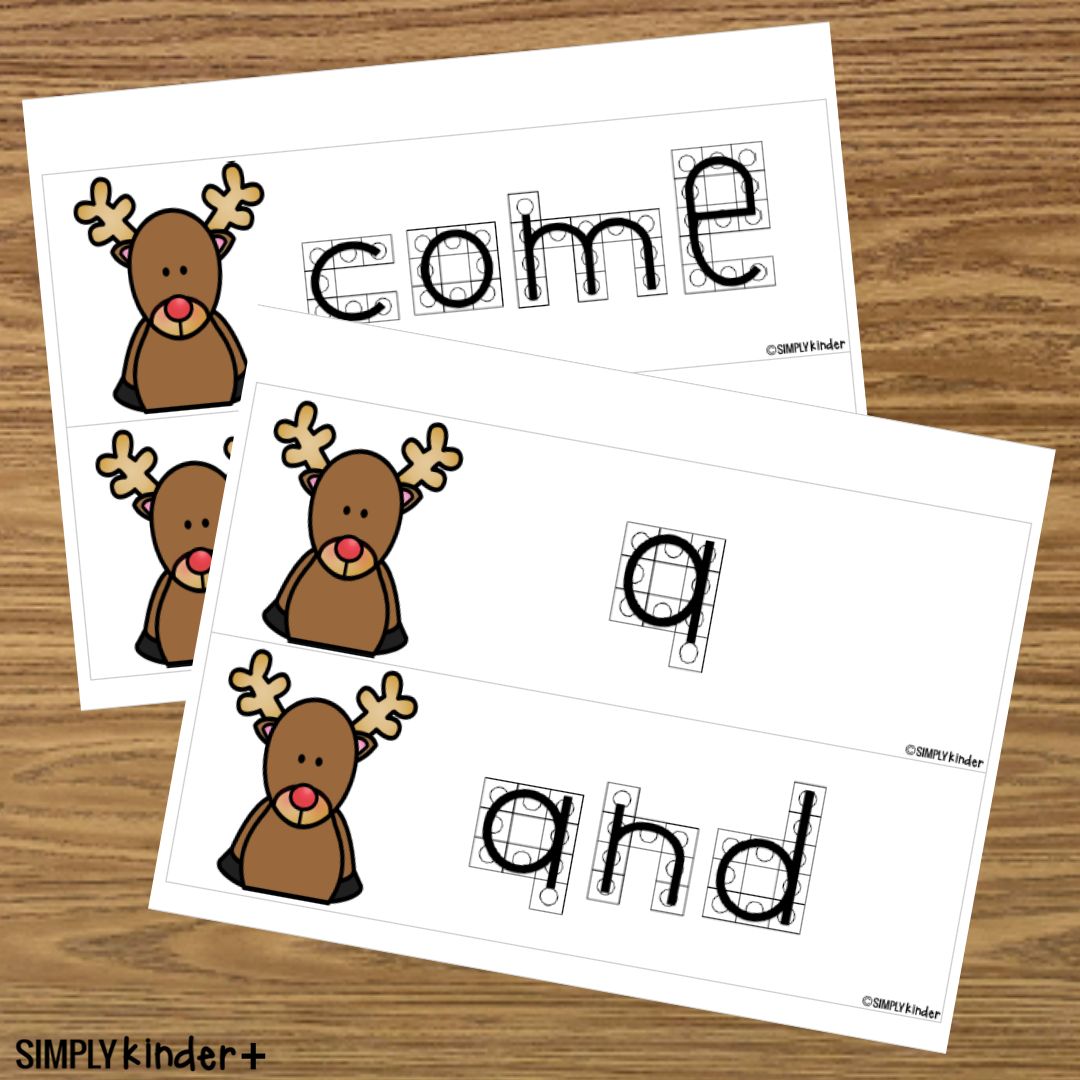 Reindeer Sight Words Snap Block Cubes Center - Simply Kinder Plus