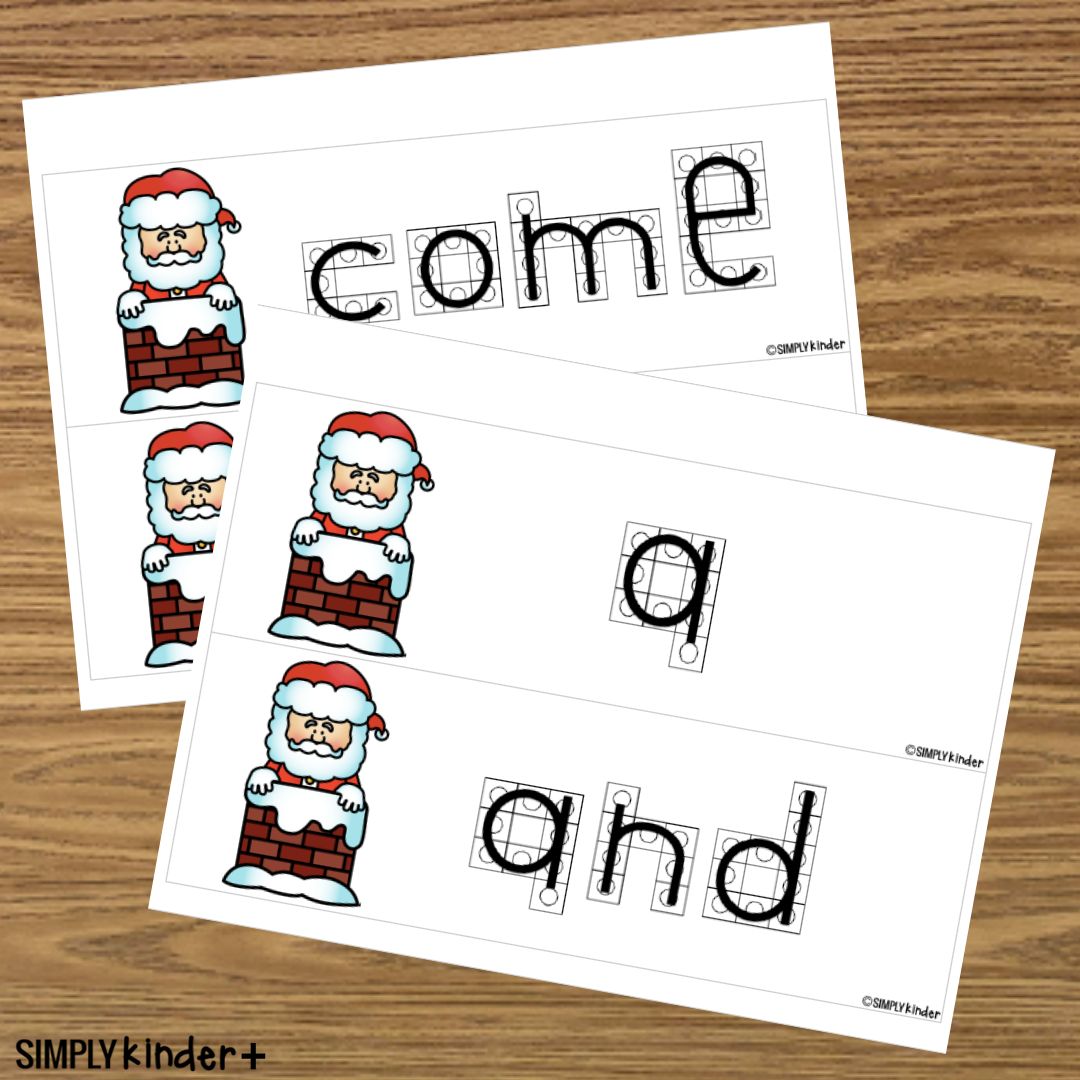 Santa Sight Words Snap Block Cubes Center - Simply Kinder + Printable ...