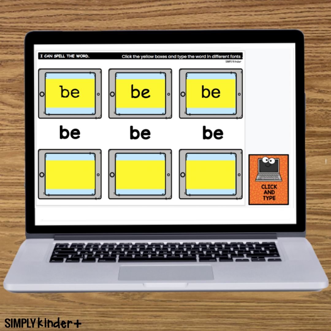 Digital Sight Word Be- Dolch, Primer, Fry - Simply Kinder + Printable ...