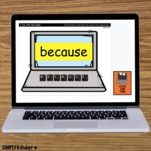 Digital Sight Word Because- Dolch, Second - Simply Kinder + Printable ...