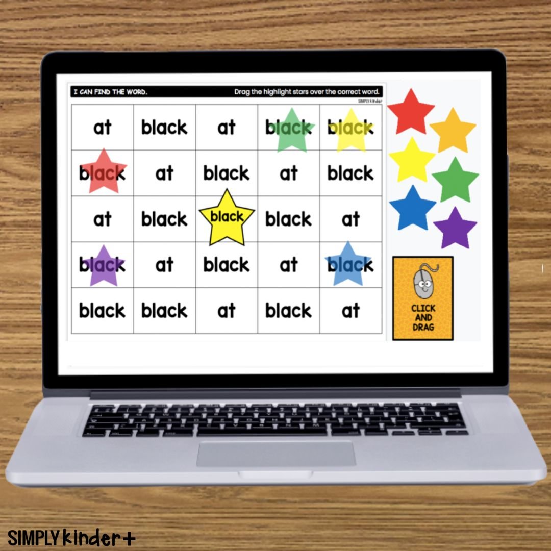 Digital Sight Word Black- Dolch, Primer - Simply Kinder + Printable ...