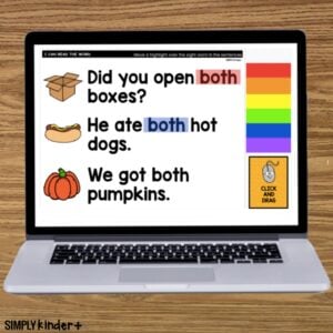 Digital Sight Word Both- Dolch, Second - Simply Kinder Plus