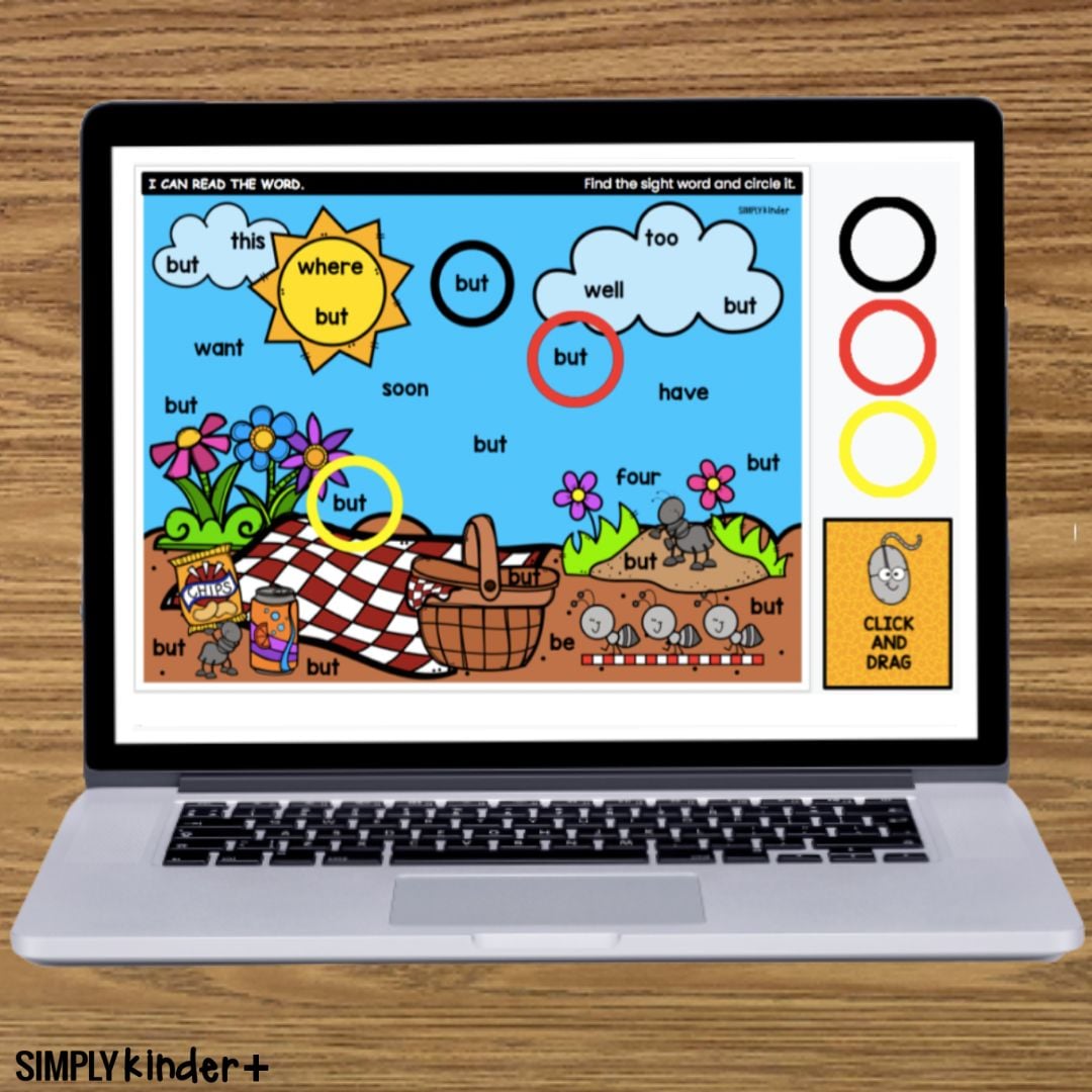 Digital Sight Word But- Dolch, Primer, Fry - Simply Kinder Plus