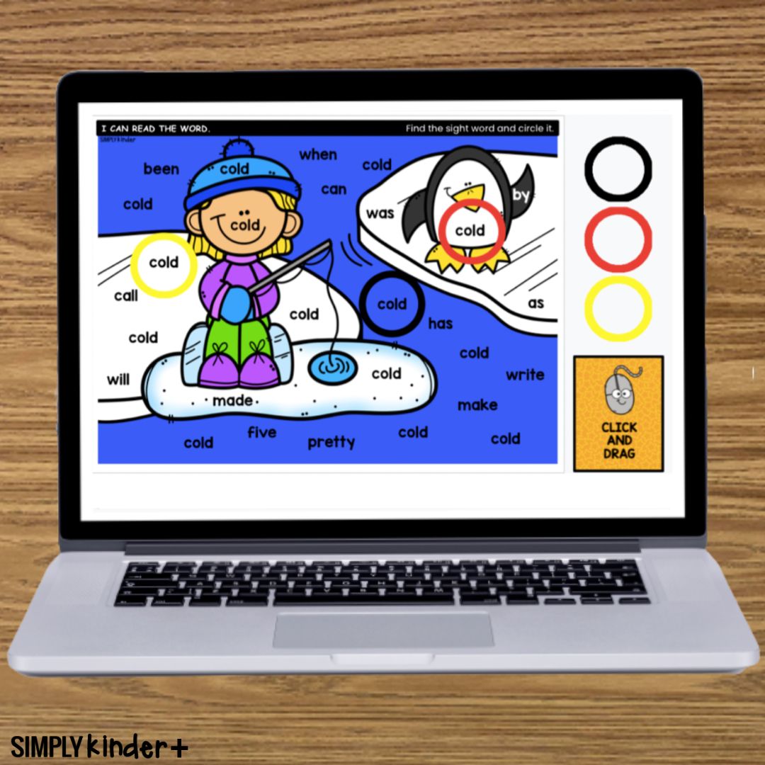 Digital Sight Word Cold- Dolch, Second - Simply Kinder + Printable ...