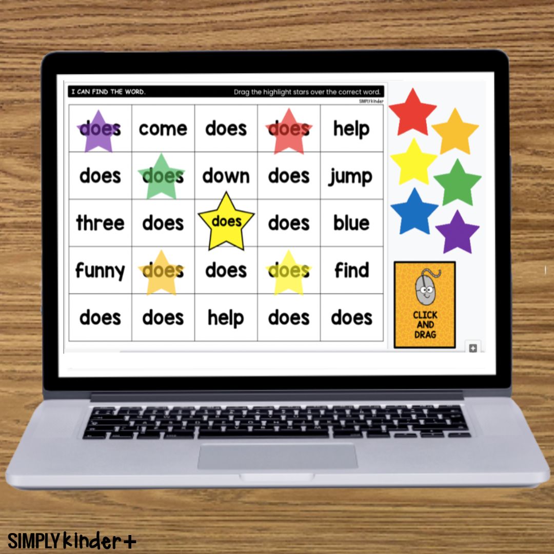 Digital Sight Word Does Dolch Second Simply Kinder Plus