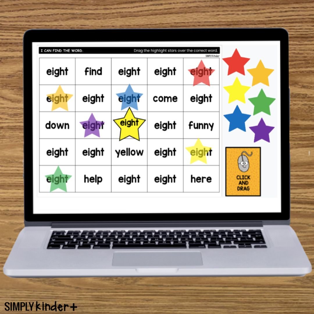 Digital Sight Word Eight - Simply Kinder + Printable Membership