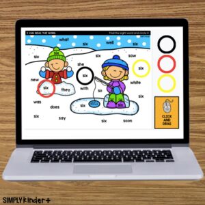 Digital Sight Word Six - Simply Kinder Plus