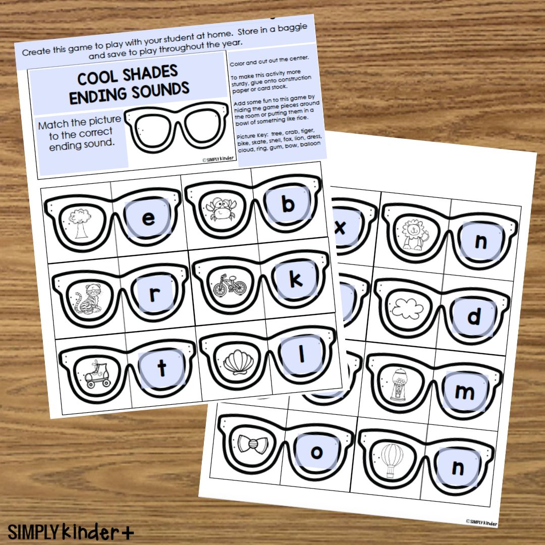 Cool Shades Final Sound Send Home Center - Simply Kinder + Printable ...