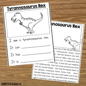 Tyrannosaurus Rex Dinosaur Research Report - Simply Kinder + Printable ...