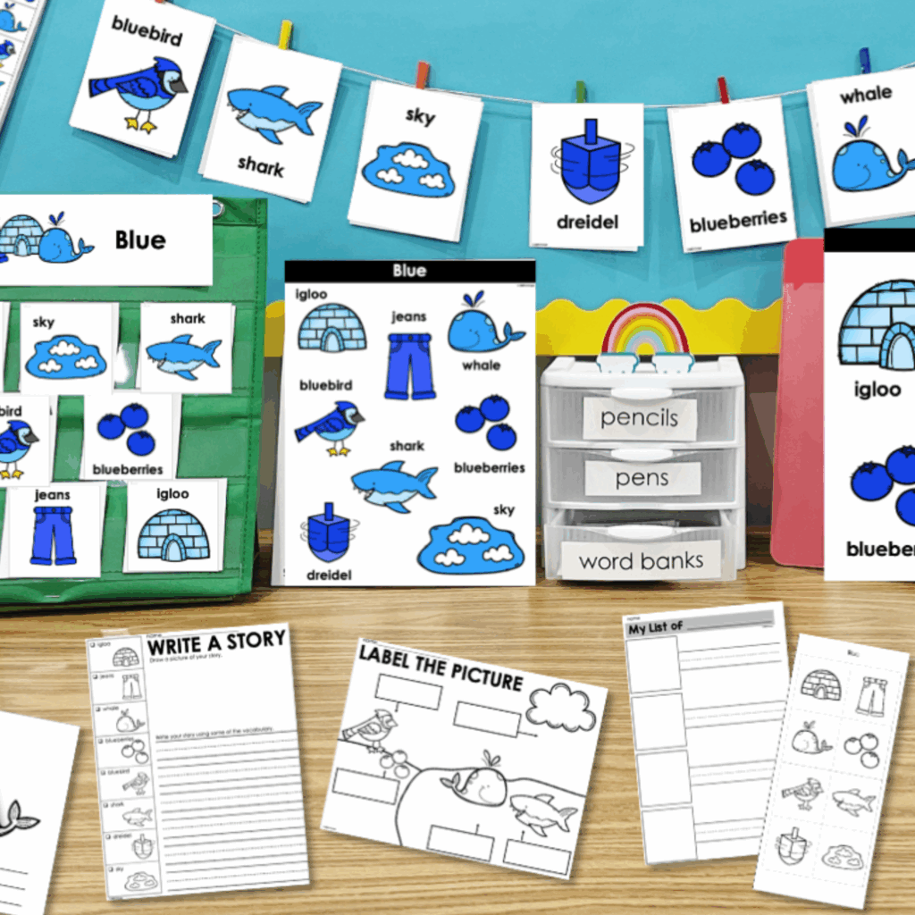 The Color Blue Word Bank Writing Center - Simply Kinder + Printable ...