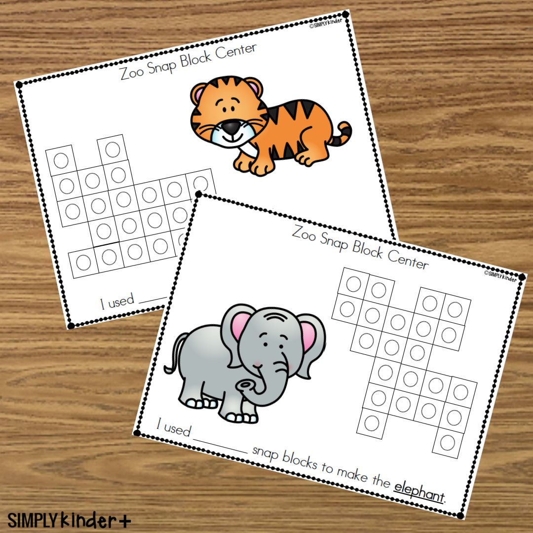 Day at the Zoo Animal Snap Block Cubes Center - Simply Kinder Plus