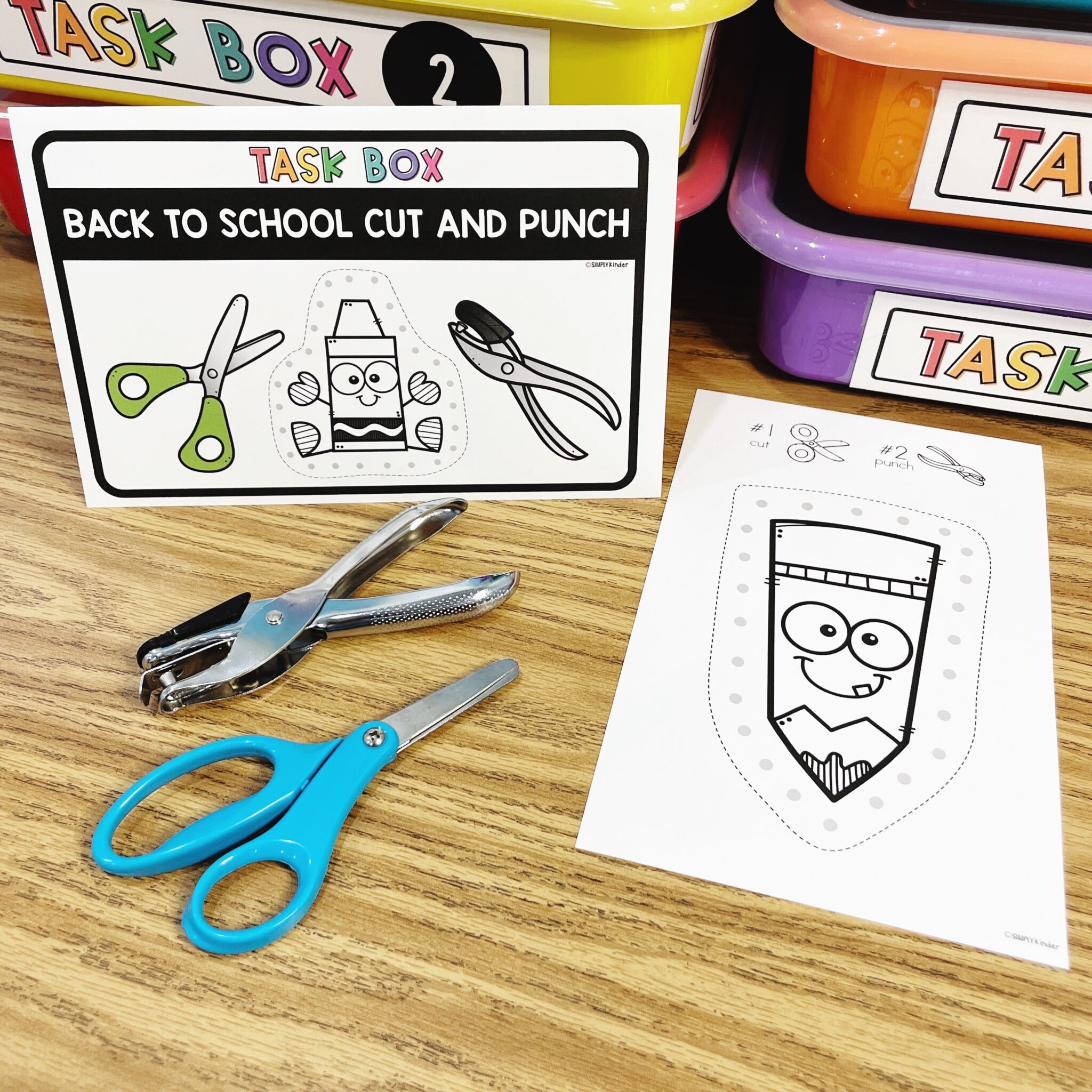 Back To School Cut and Punch Task Boxes - Simply Kinder + Printable ...