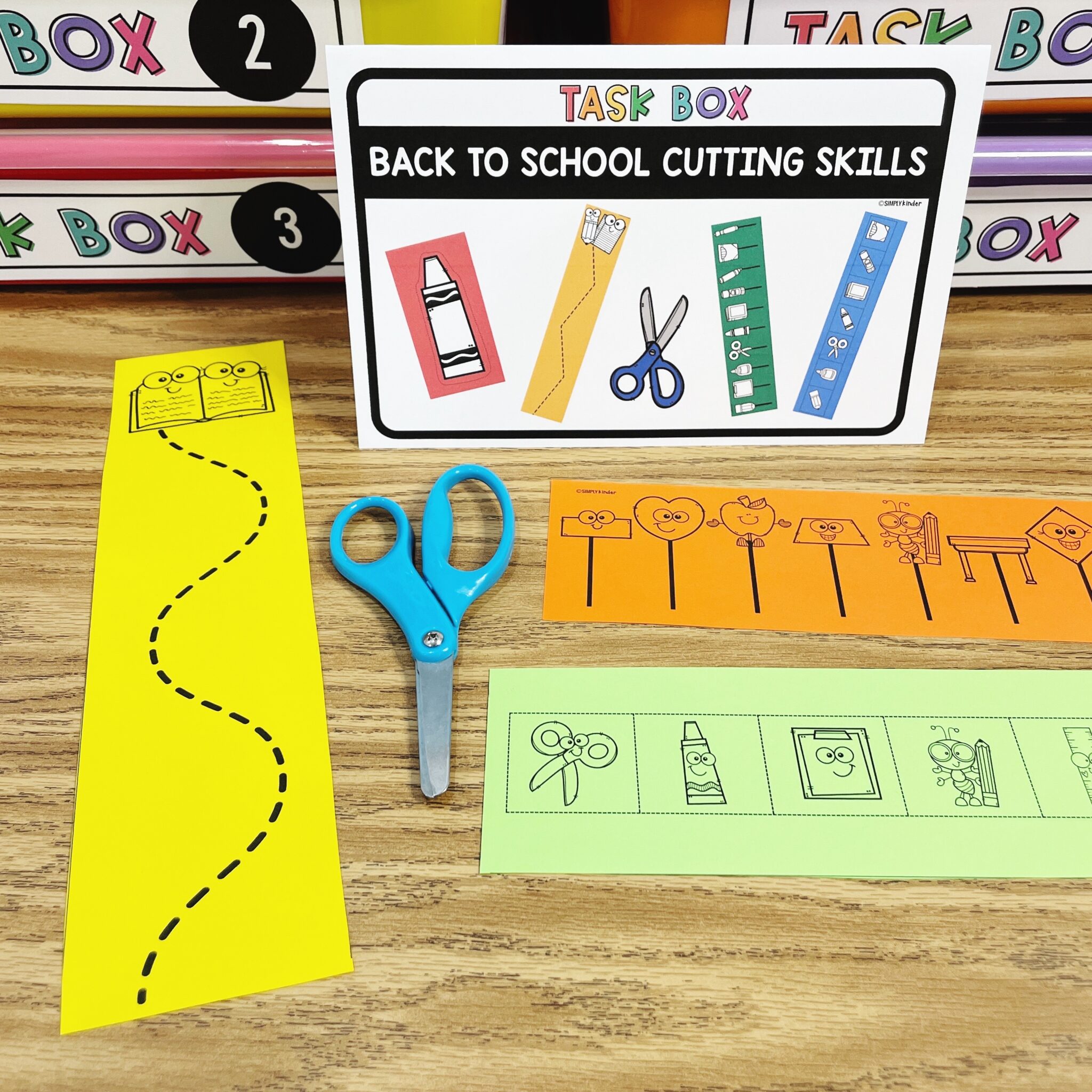 Back To School Cutting Lines Morning Bins/Task Boxes - Simply Kinder ...
