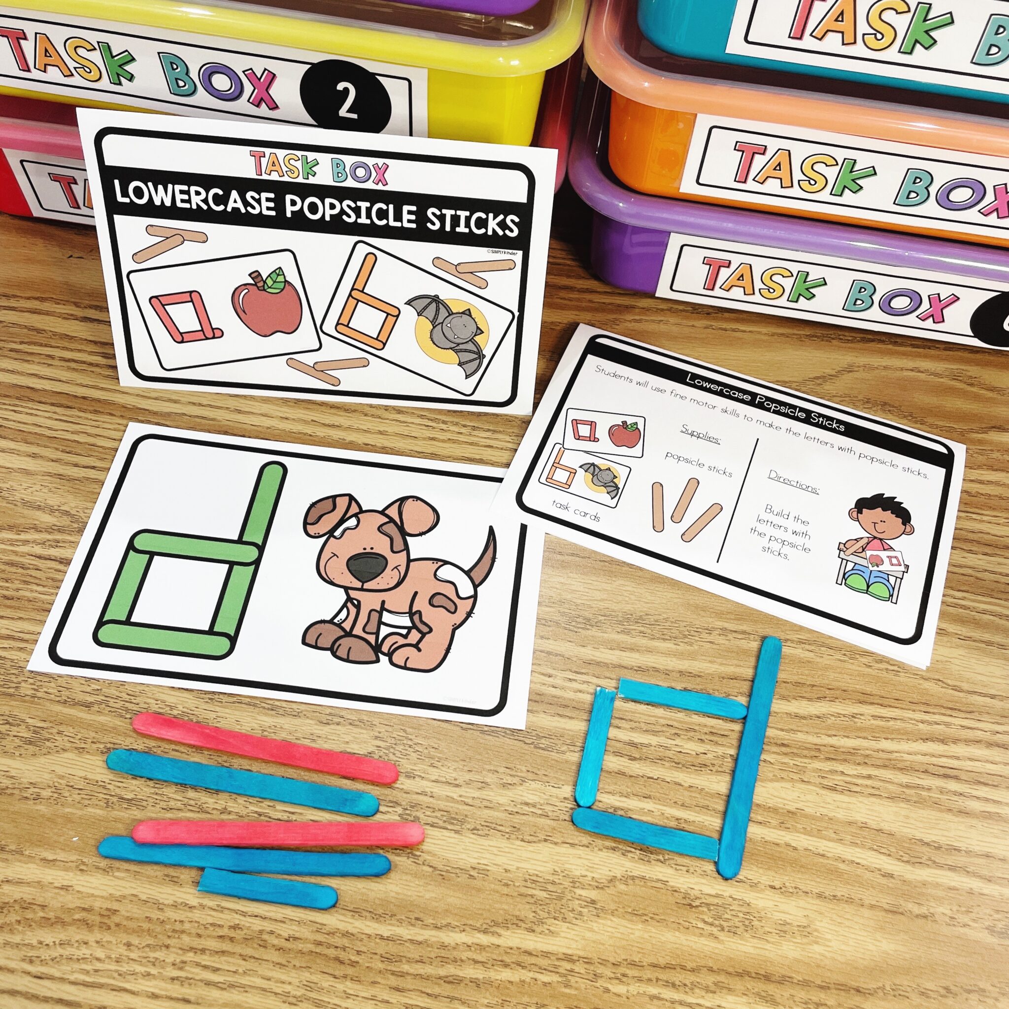 Lowercase Alphabet Popsicle Sticks Task Boxes - Simply Kinder ...