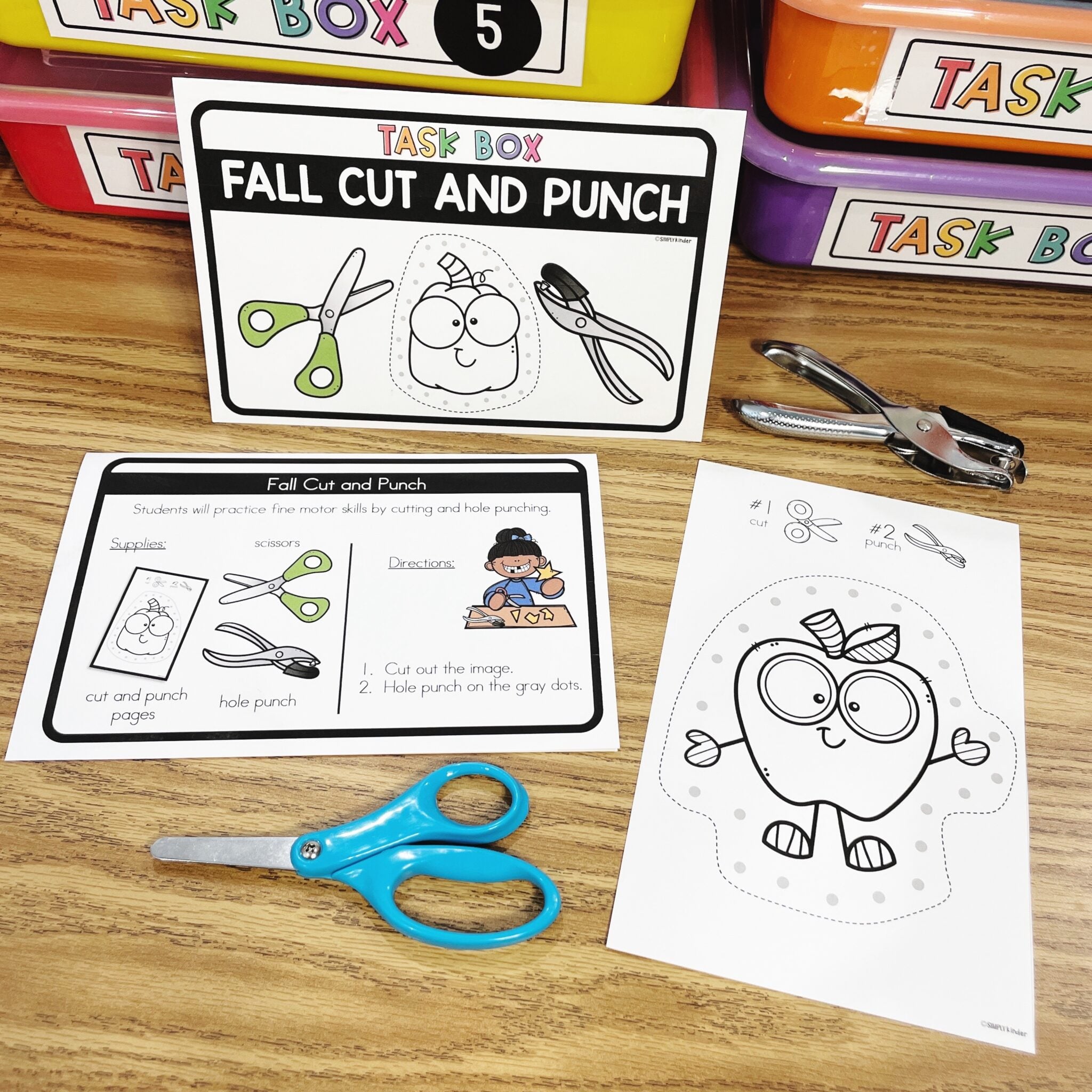 Fall Cut and Punch Task Boxes - Simply Kinder + Printable Membership