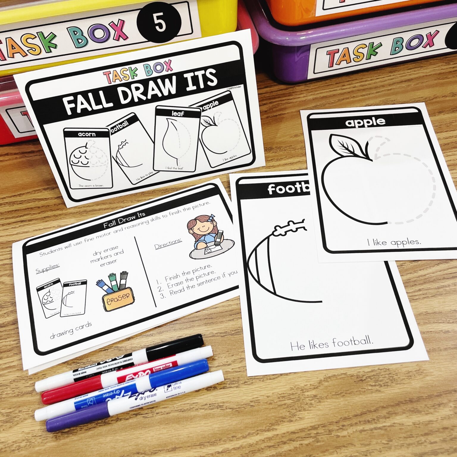 Fall Draw Its Task Boxes - Simply Kinder + Printable Membership