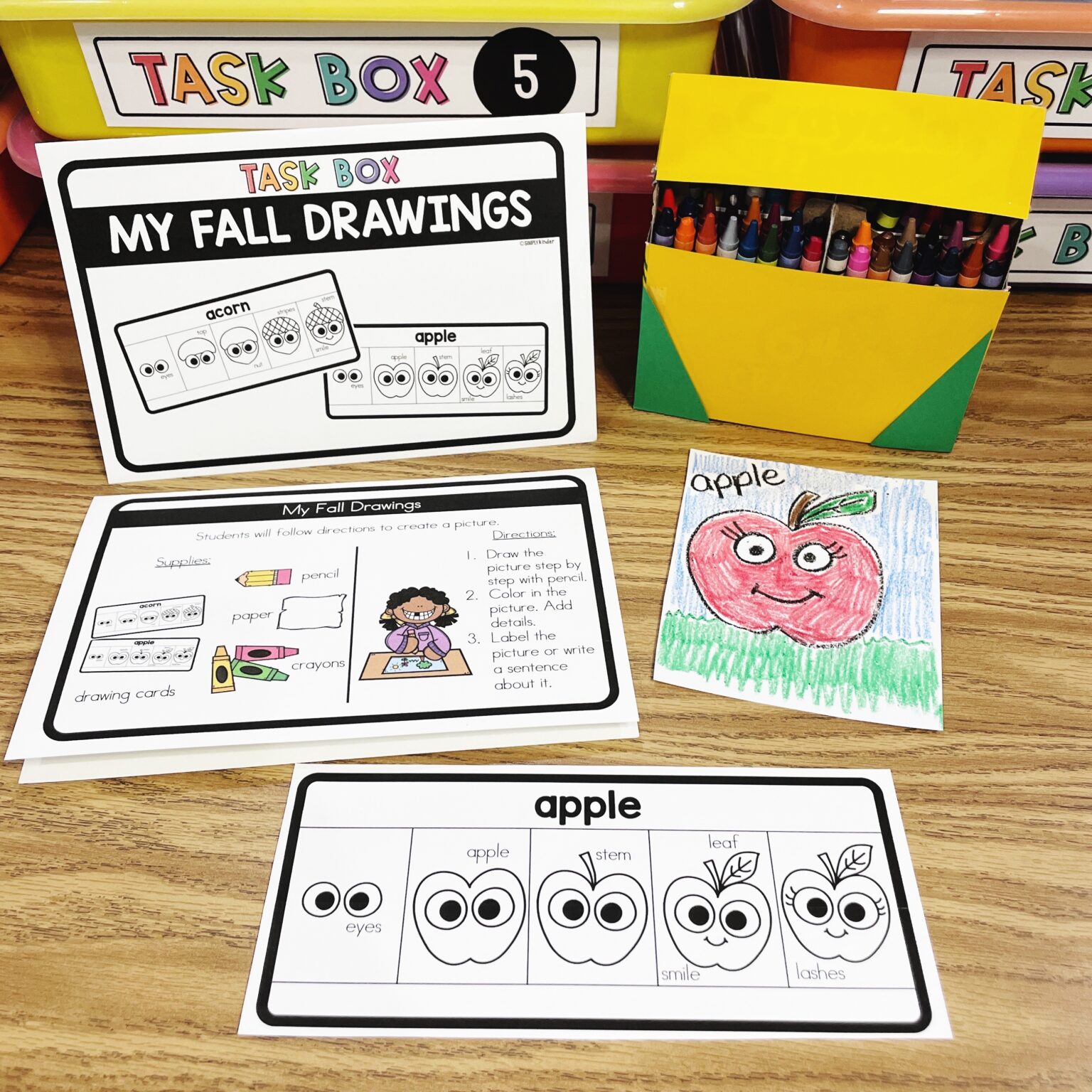 Fall My Drawings Task Boxes - Simply Kinder + Printable Membership
