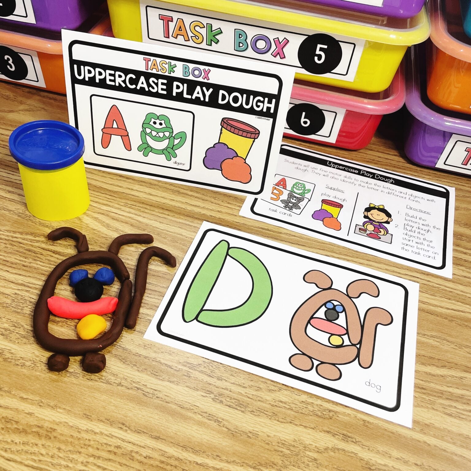 Uppercase Alphabet Play Dough Task Boxes - Simply Kinder + Printable ...