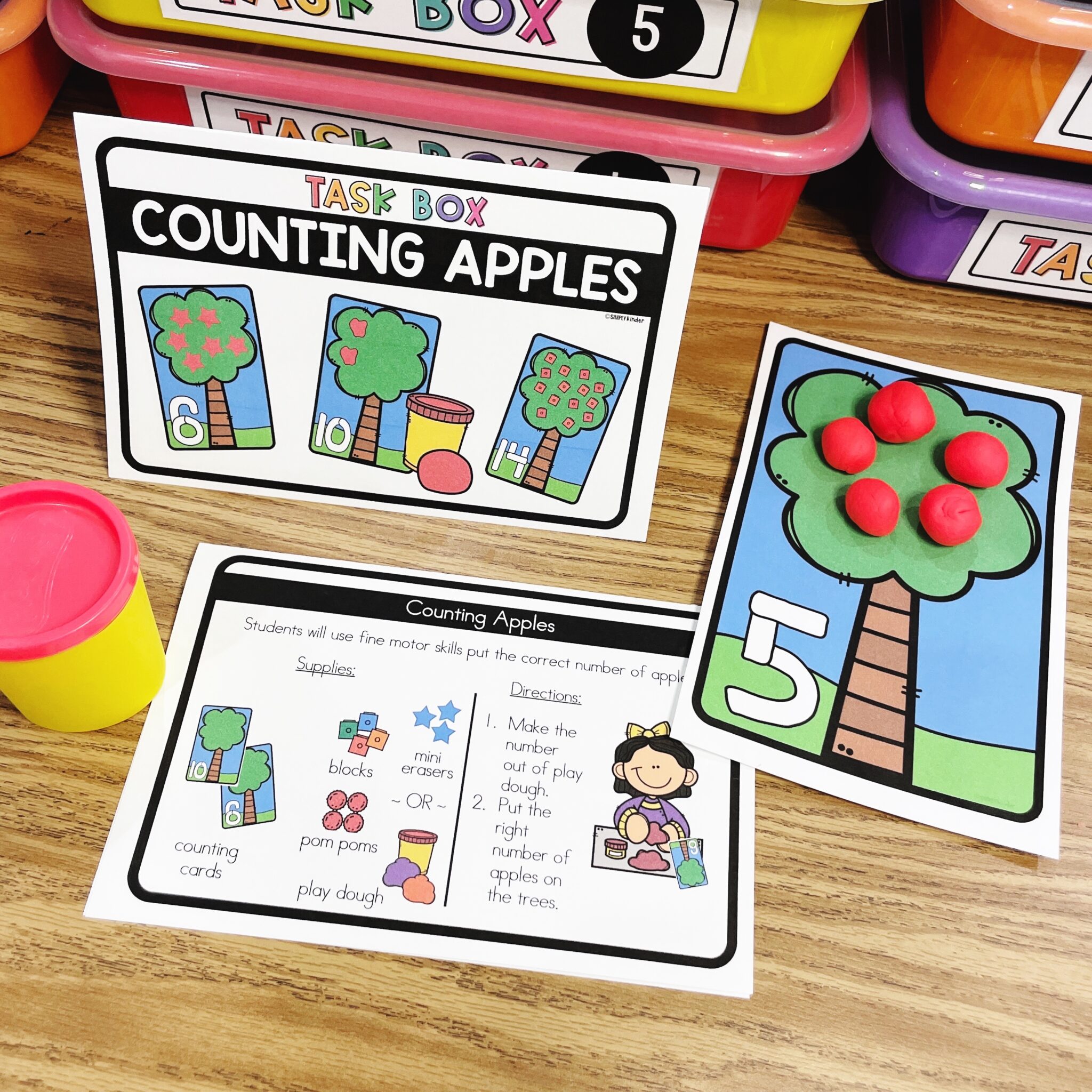 Counting Apples Task Boxes - Simply Kinder + Printable Membership