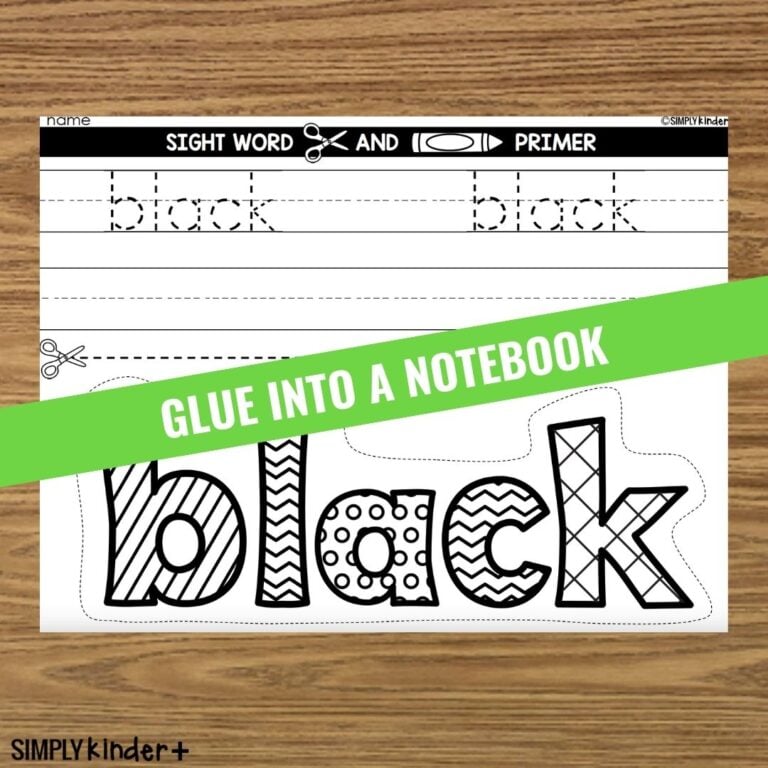 Black Sight Word Cut and Color - Primer - Simply Kinder + Printable ...