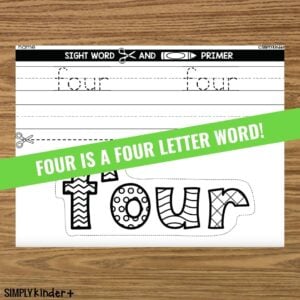 Four Sight Word Cut and Color - Primer - Simply Kinder + Printable ...