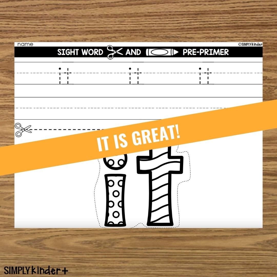 It Sight Word Cut and Color - Preprimer - Simply Kinder Plus