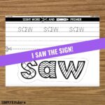 Saw Sight Word Cut and Color - Primer - Simply Kinder + Printable ...