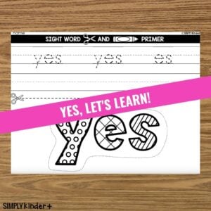Yes Sight Word Cut and Color - Primer - Simply Kinder Plus