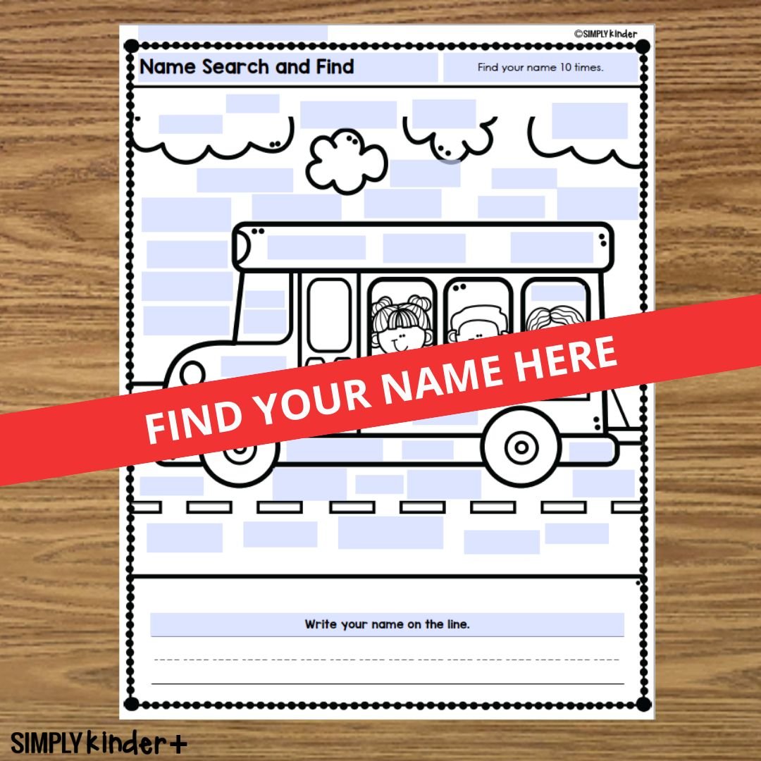 School Bus Editable Names Search and Find - Simply Kinder + Printable ...