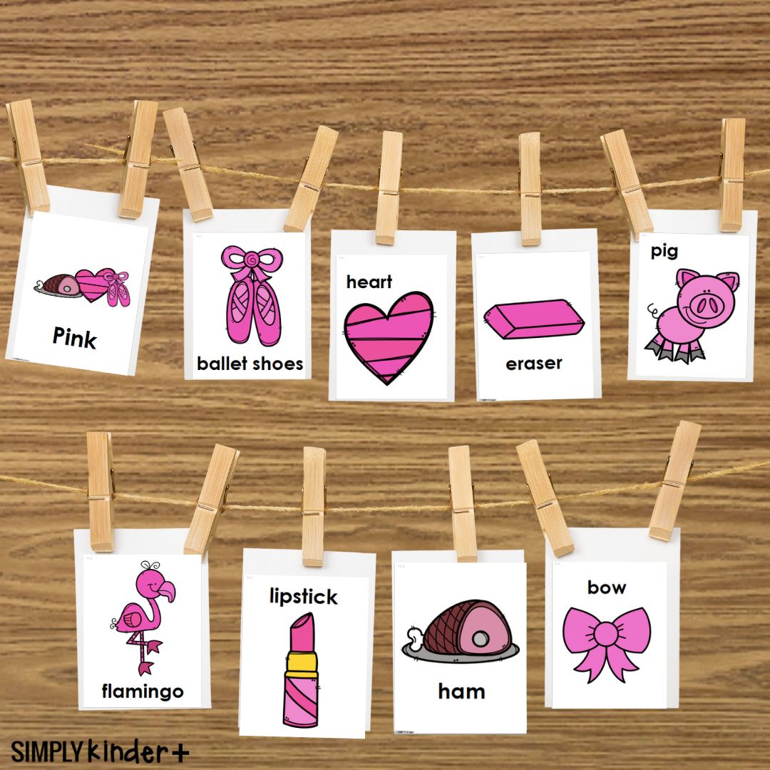 The Color Pink Hanging Picture Cards - Word Bank Writing Center ...