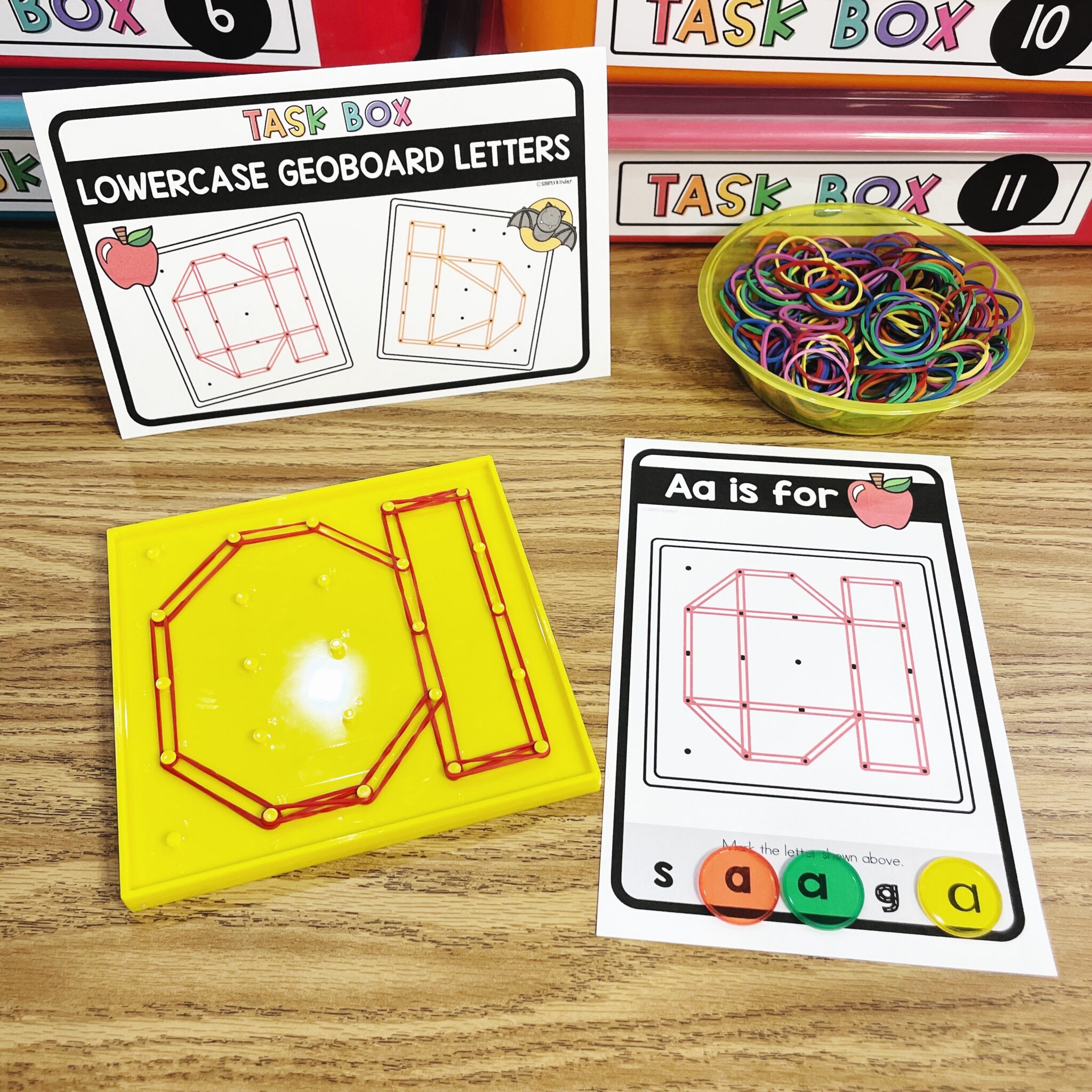 Lowercase Letters Geoboard Morning Bins/Task Boxes - Simply Kinder ...