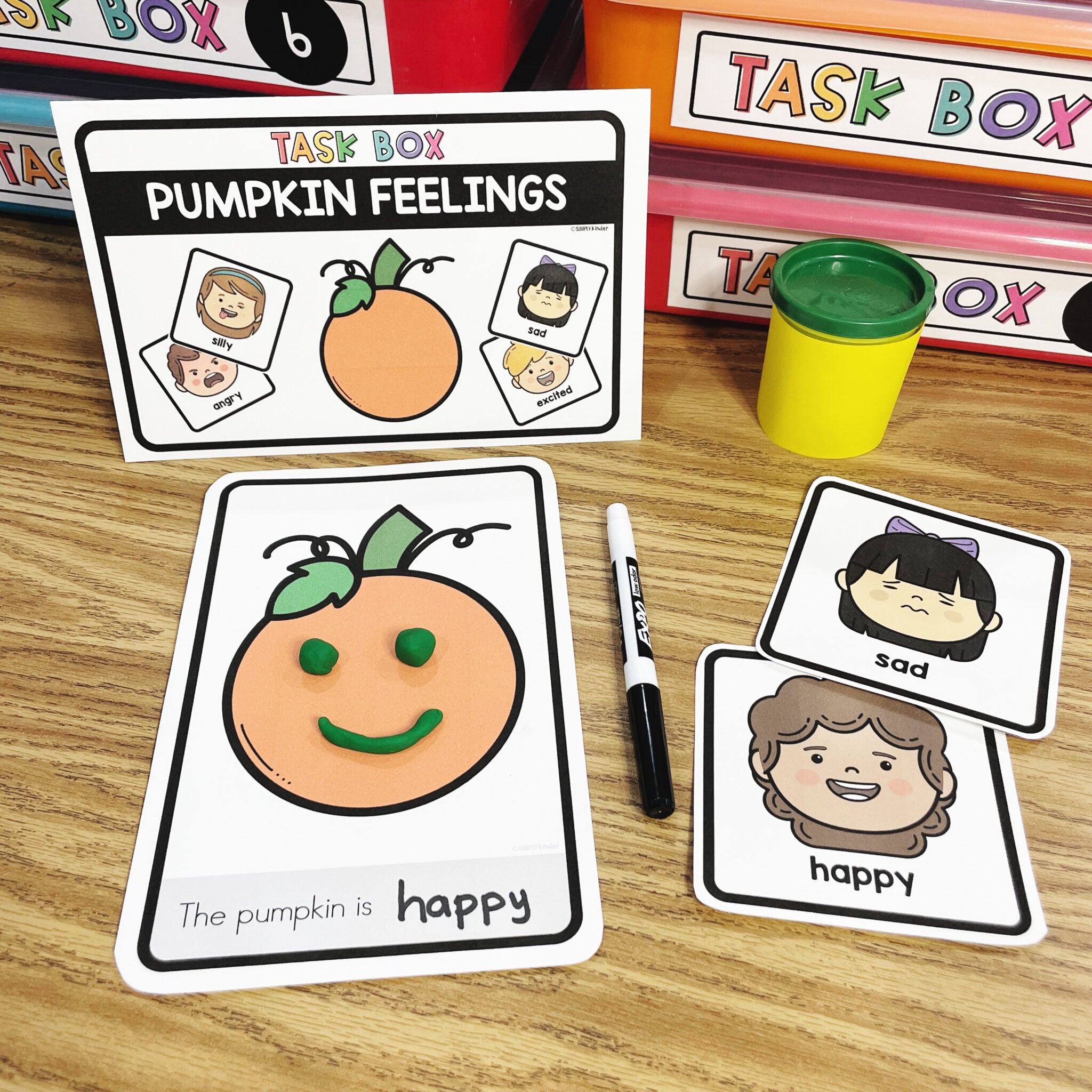 Pumpkin Feelings Morning Bins/Task Boxes - Simply Kinder + Printable ...