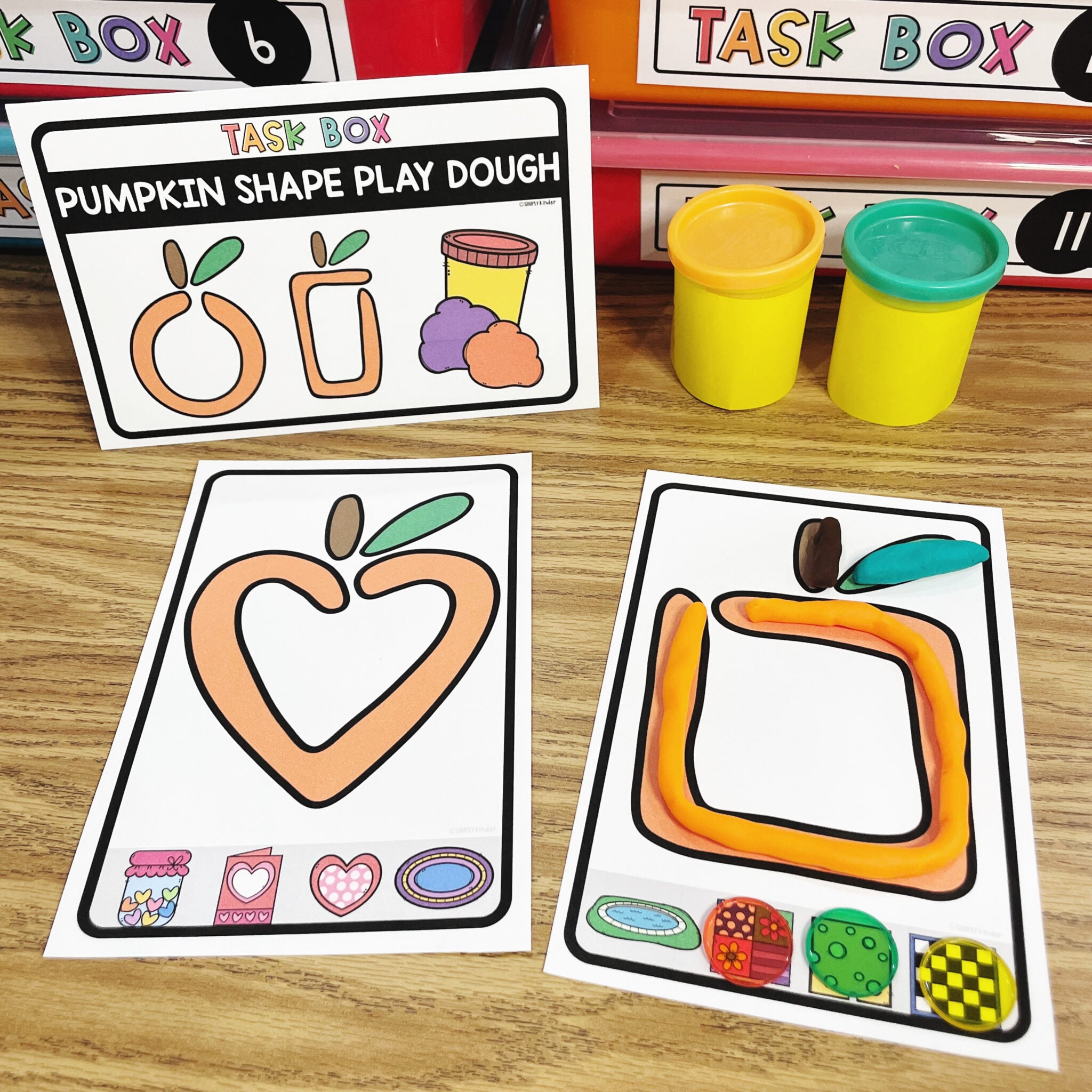 Pumpkin Shape Playdough Morning Bins/Task Boxes - Simply Kinder ...