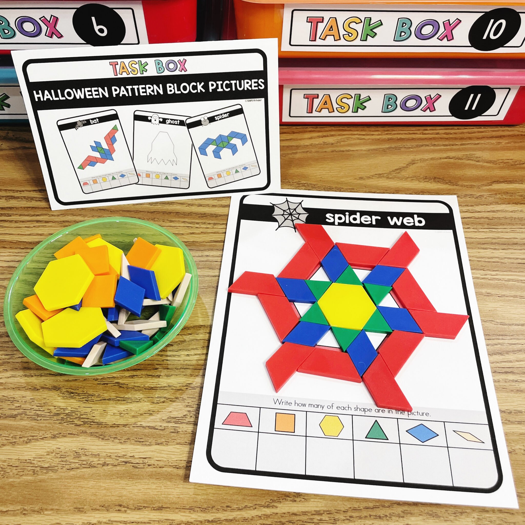Halloween Pattern Block Morning Bins/Task Boxes - Simply Kinder ...