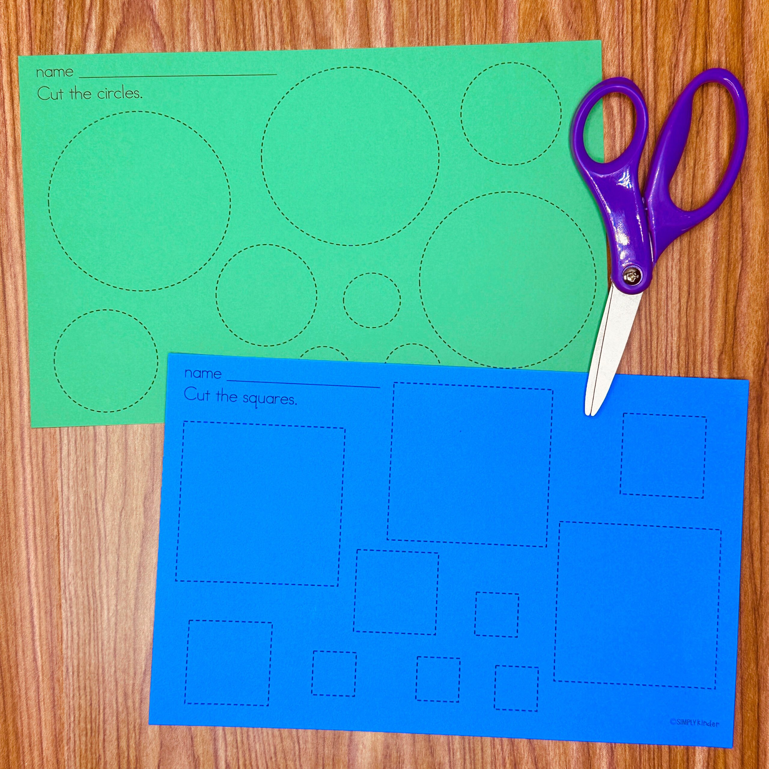 Shape Cutting Mini Printables - Simply Kinder + Printable Membership