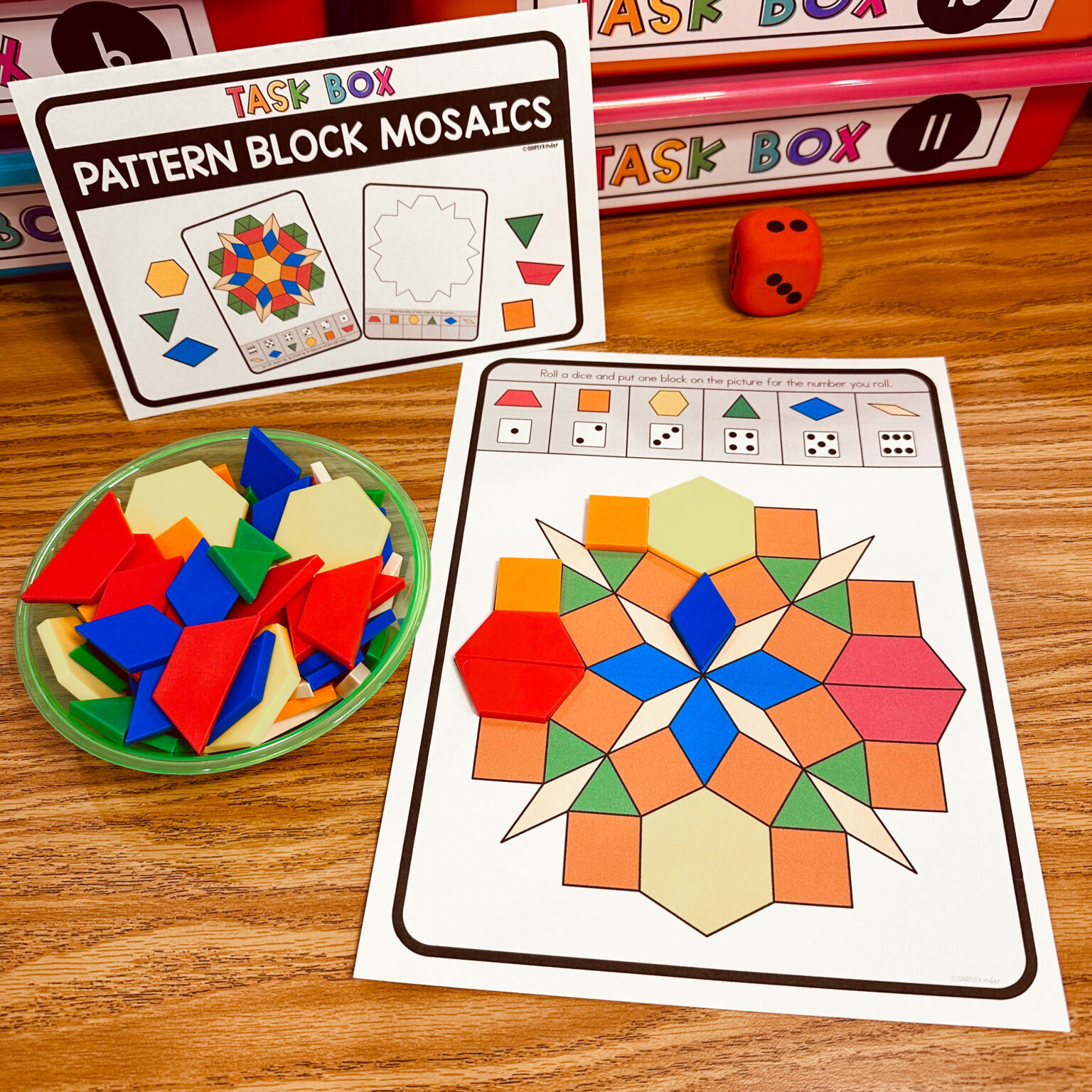 Pattern Block Mosaics Morning Bins/Task Boxes - Simply Kinder ...