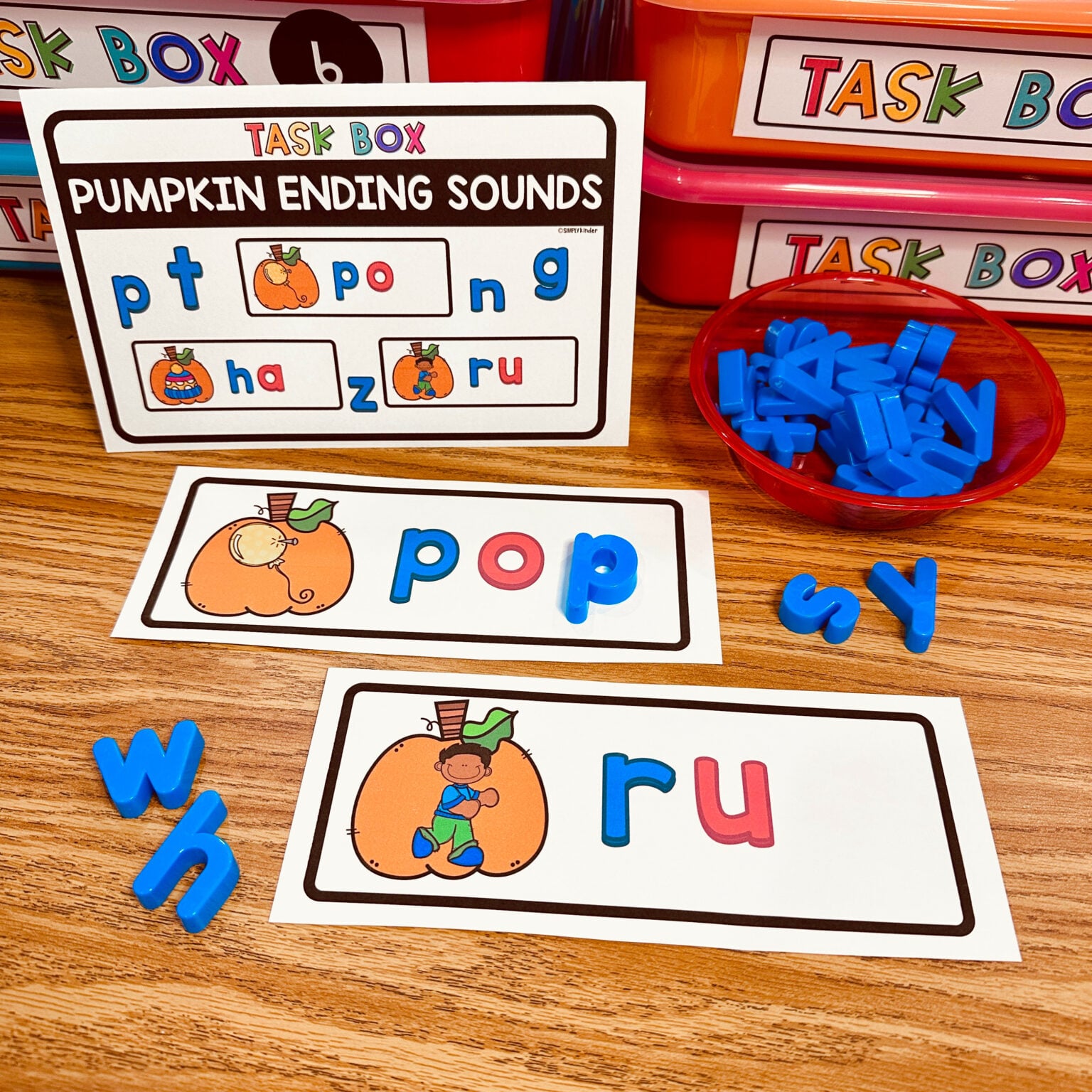 Pumpkin Ending Sounds Morning Bins/Task Boxes - Simply Kinder ...