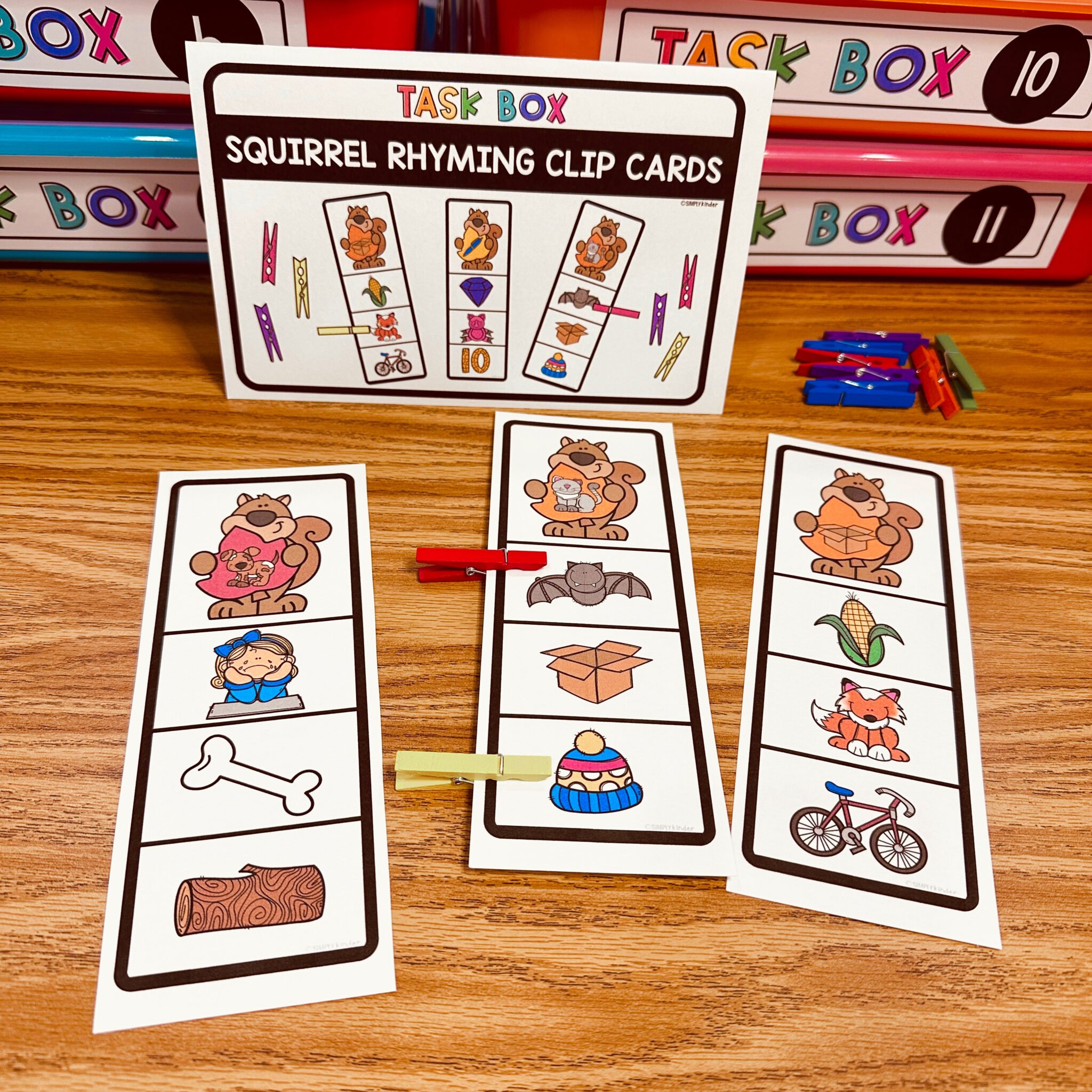 Squirrel Rhyming Clip Cards Morning Bins/Task Boxes - Simply Kinder ...