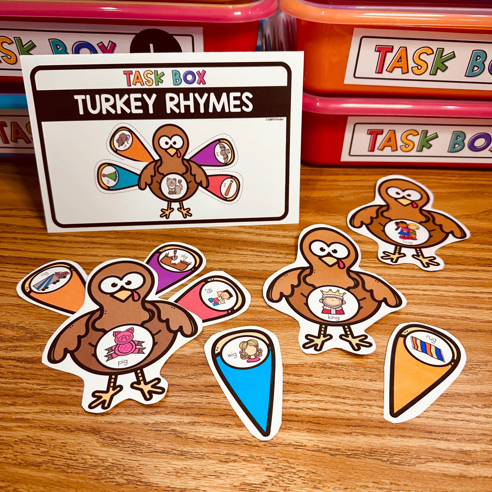 Turkey Rhymes Morning Bins/Task Boxes - Simply Kinder + Printable ...