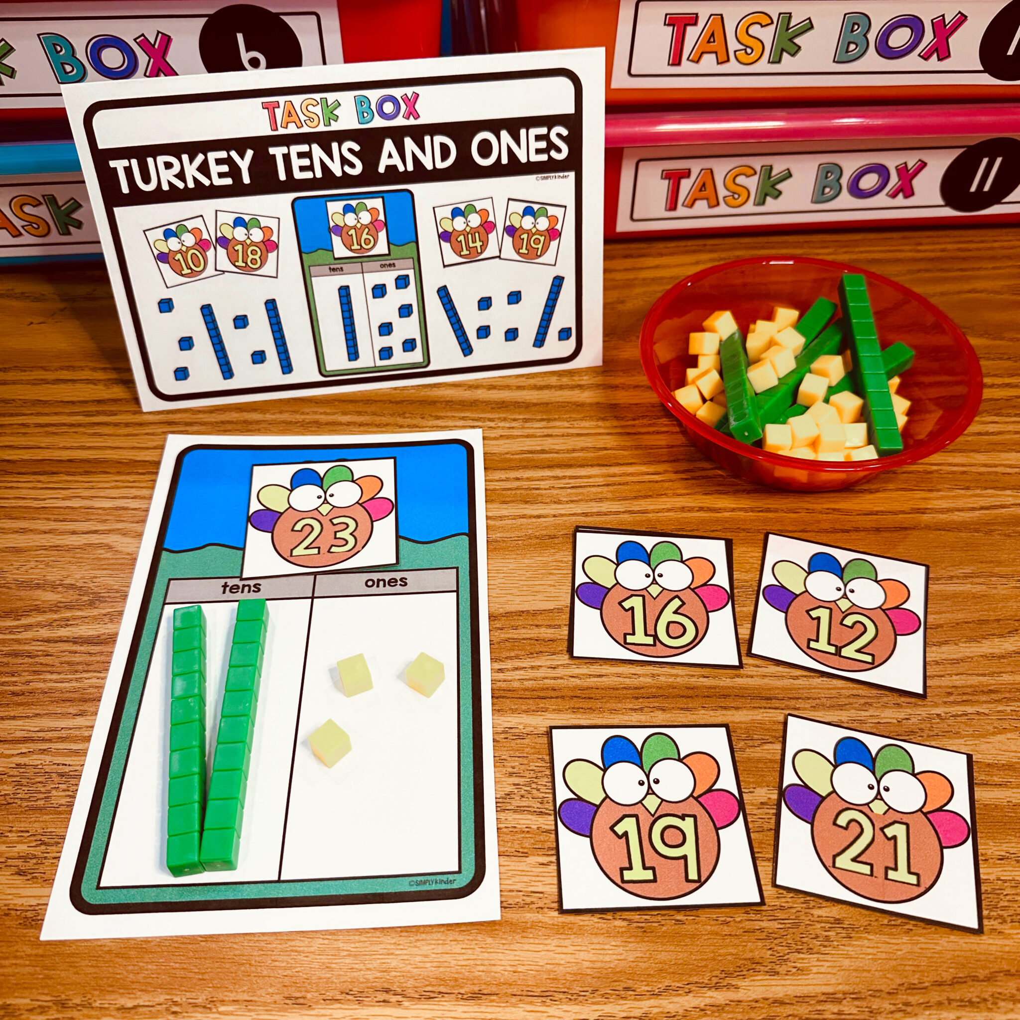 Turkey Tens and Ones Morning Bins/Task Boxes - Simply Kinder ...