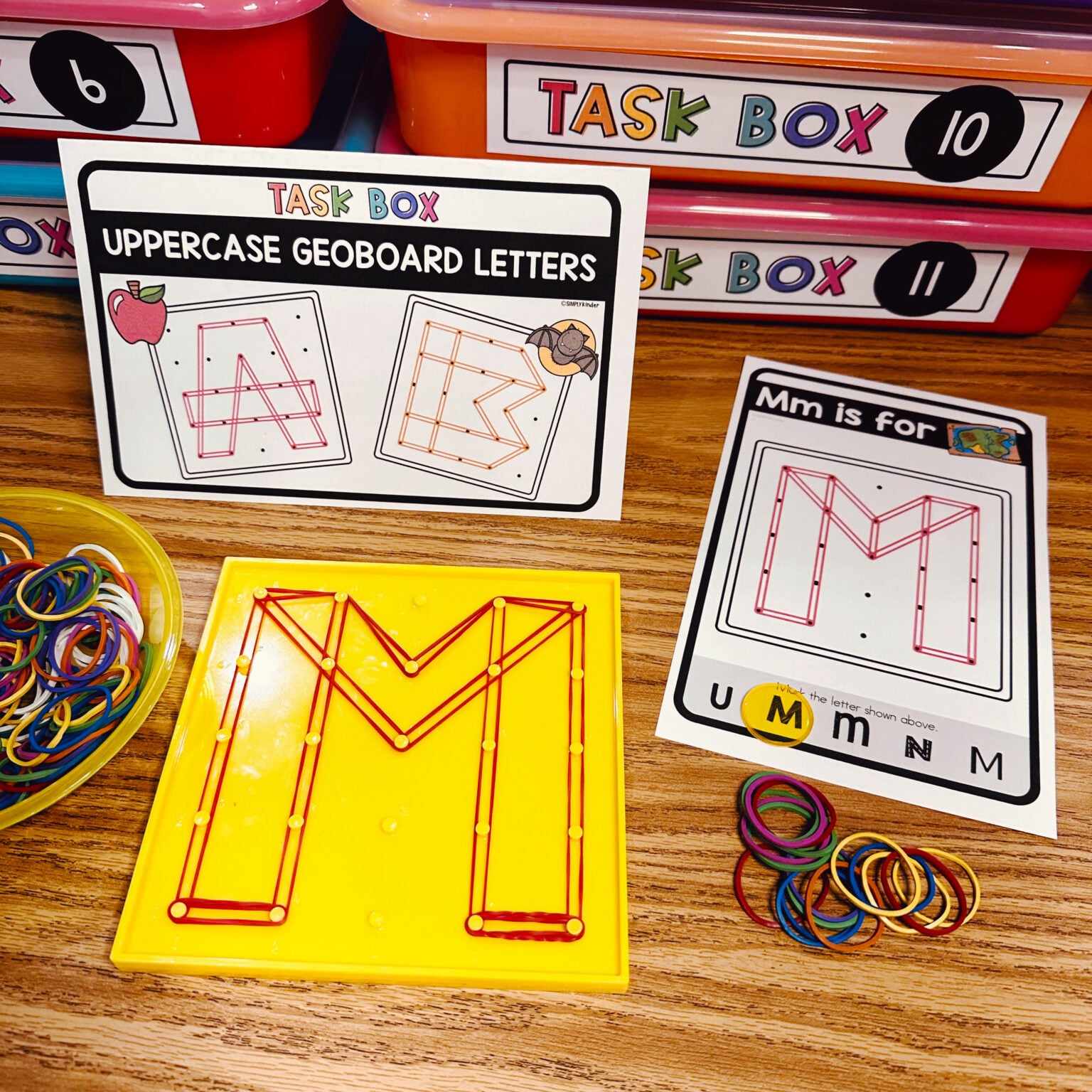 Uppercase Geoboard Letters Morning Bins/Task Boxes - Simply Kinder ...