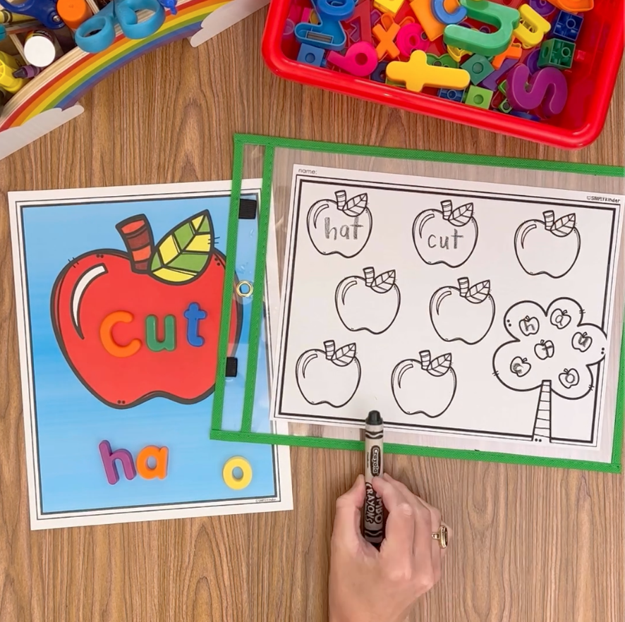 Free Apple Work Mat- Word Work Phonics Activity - Simply Kinder ...
