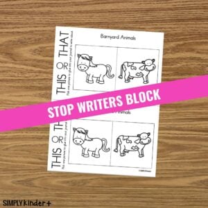 Barnyard Animals This or That Writing Prompts - Simply Kinder Plus