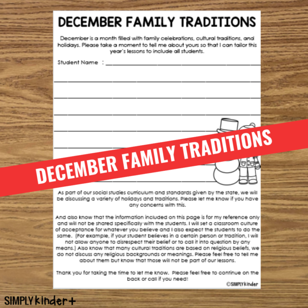 Family Traditions- December Family Flyer - Simply Kinder + Printable ...